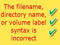 Lỗi The filename, directory name, or volume label syntax is incorrect